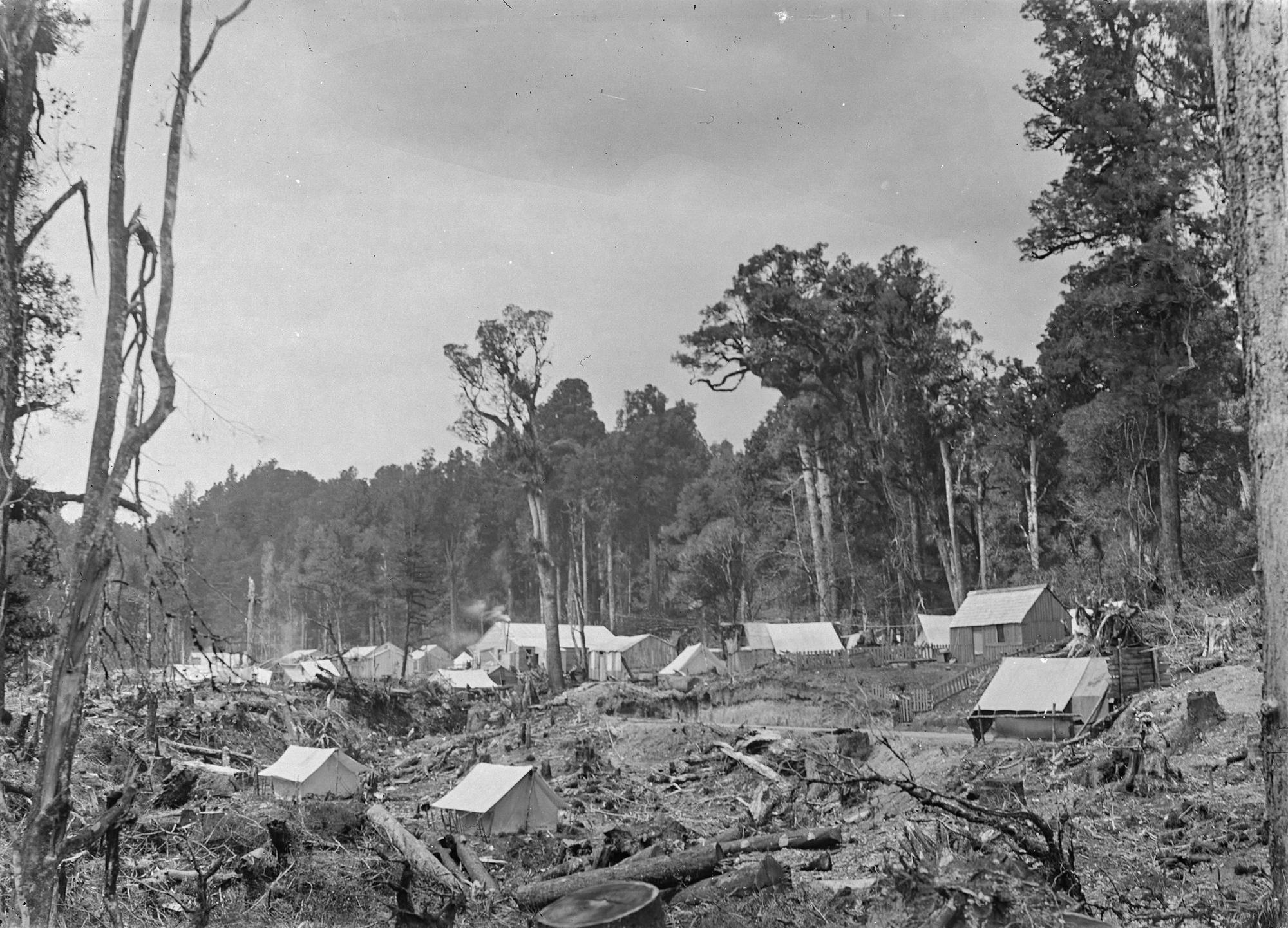 Encampment in Raurimu spiral area. - Hamilton Libraries Heritage ...
