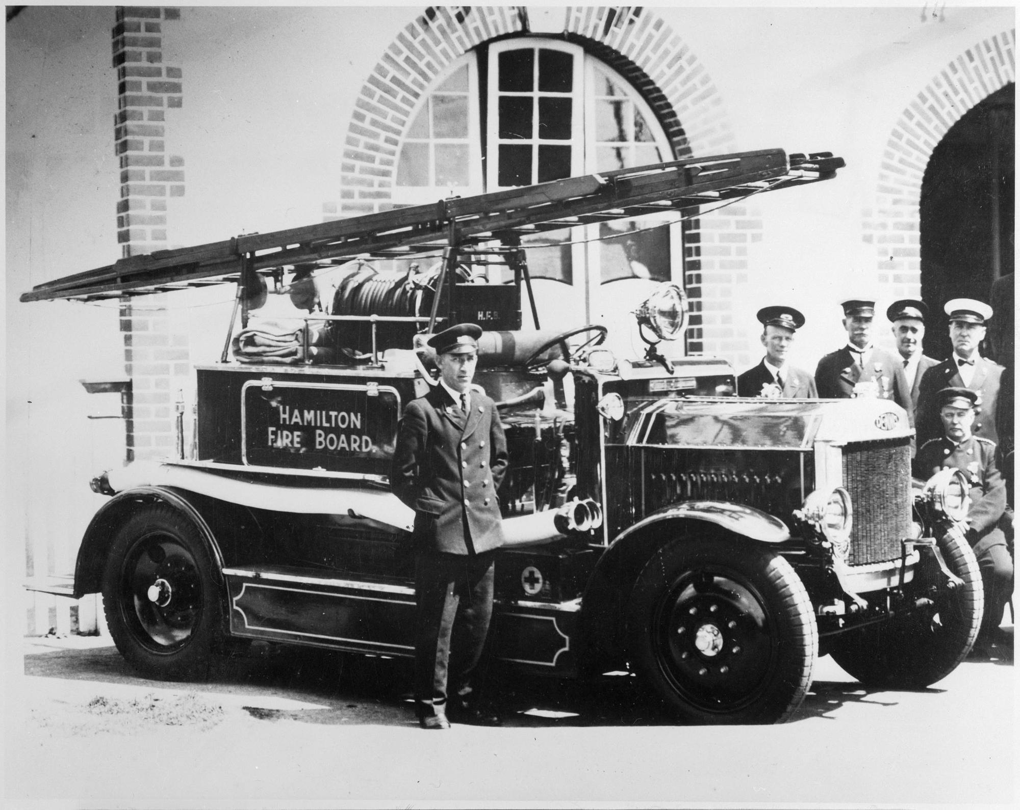 Dennis fire engine in front of the Hamilton Fire Station - Hamilton ...
