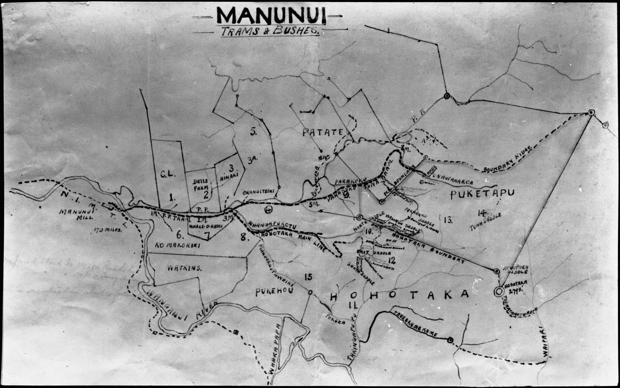 Manunui - map of trams and bushes - Hamilton Libraries Heritage ...