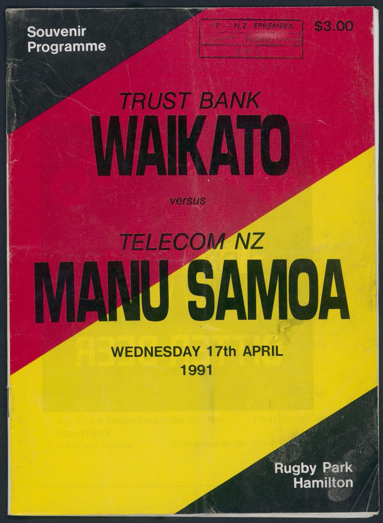Waikato v Manu Samoa - Hamilton Libraries Heritage Collection Online